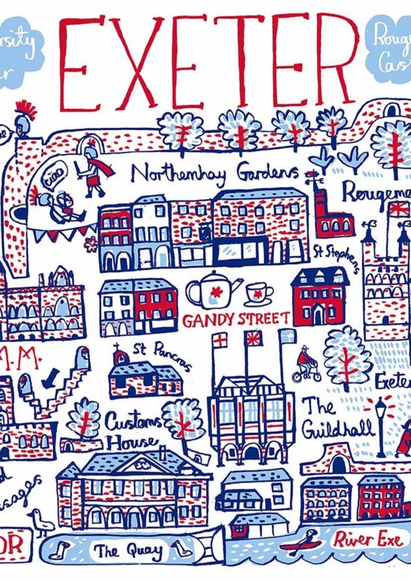 Exeter Greeting Card by British Travel Artist Julia Gash