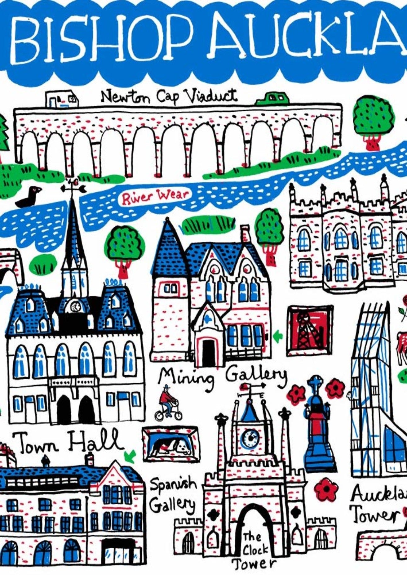 Bishop Auckland Art Print by British Travel Artist Julia Gash