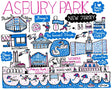 Asbury Park Map Art Print by British Travel Artist Julia Gash
