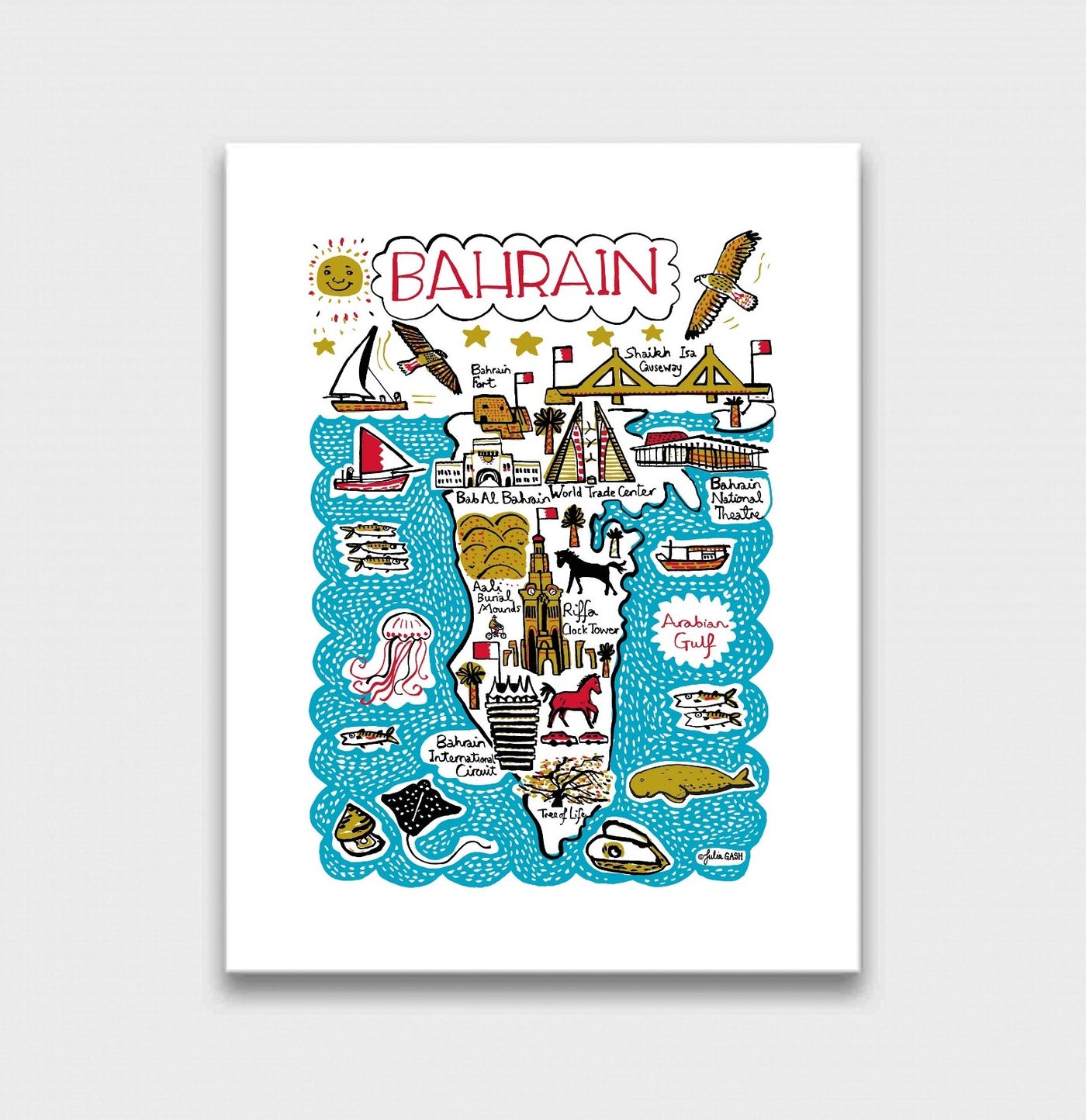 Bahrain Art Print Art Print by British Travel Artist Julia Gash