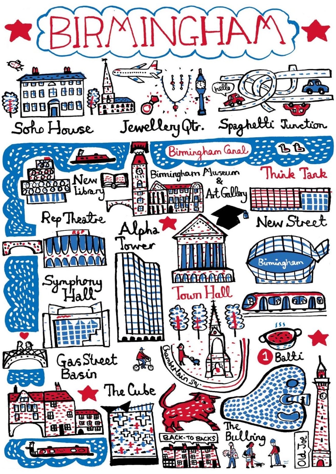 Birmingham Art Print by British Travel Artist Julia Gash