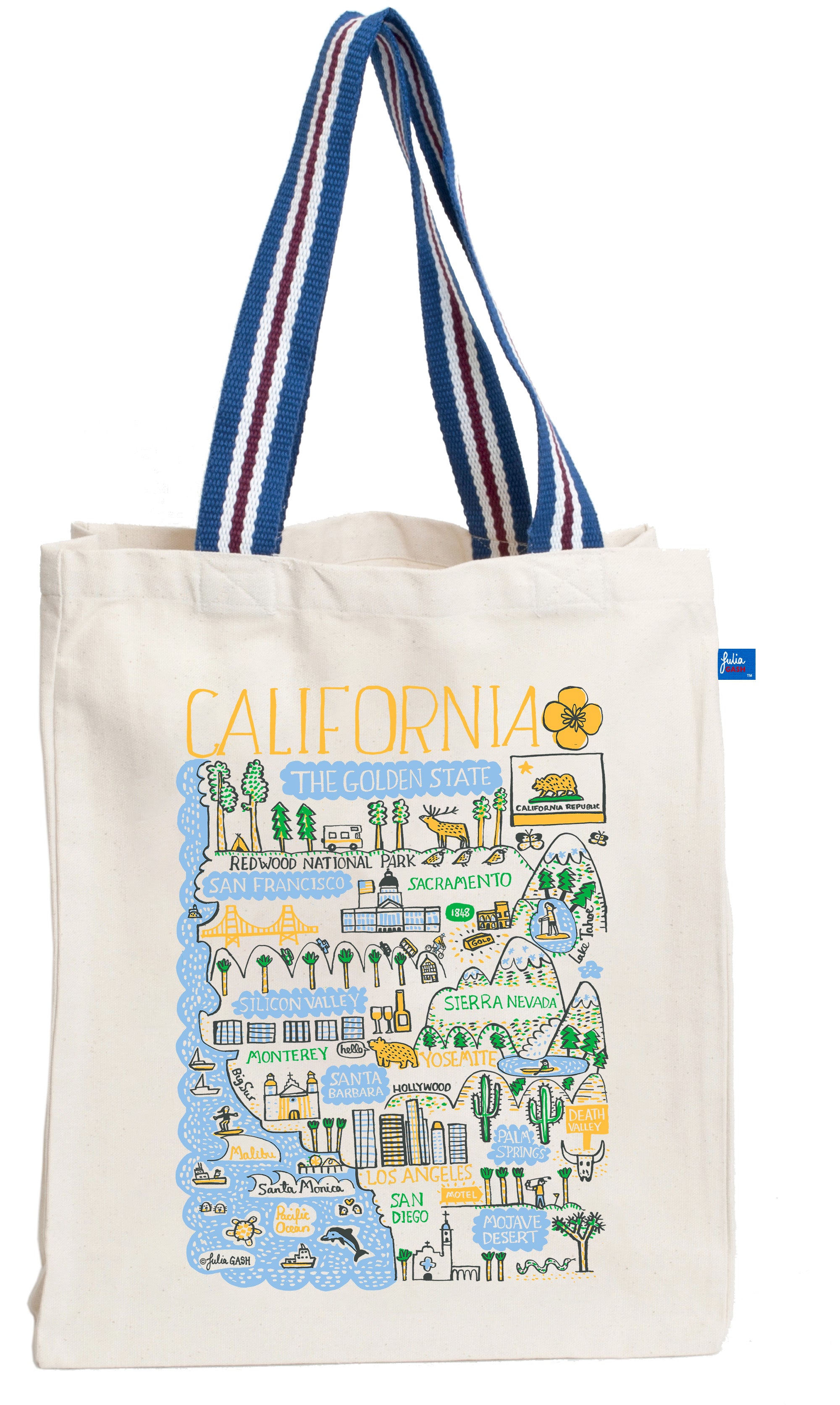 California Tote Bag by British Travel Artist Julia Gash