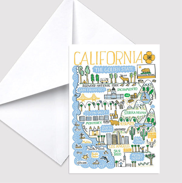 California Greeting Card by British Travel Artist Julia Gash
