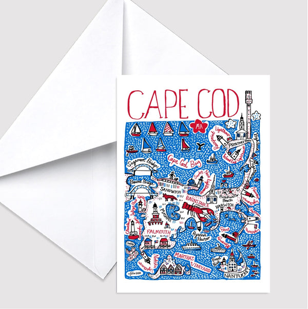 Cape Cod Greeting Card by British Travel Artist Julia Gash