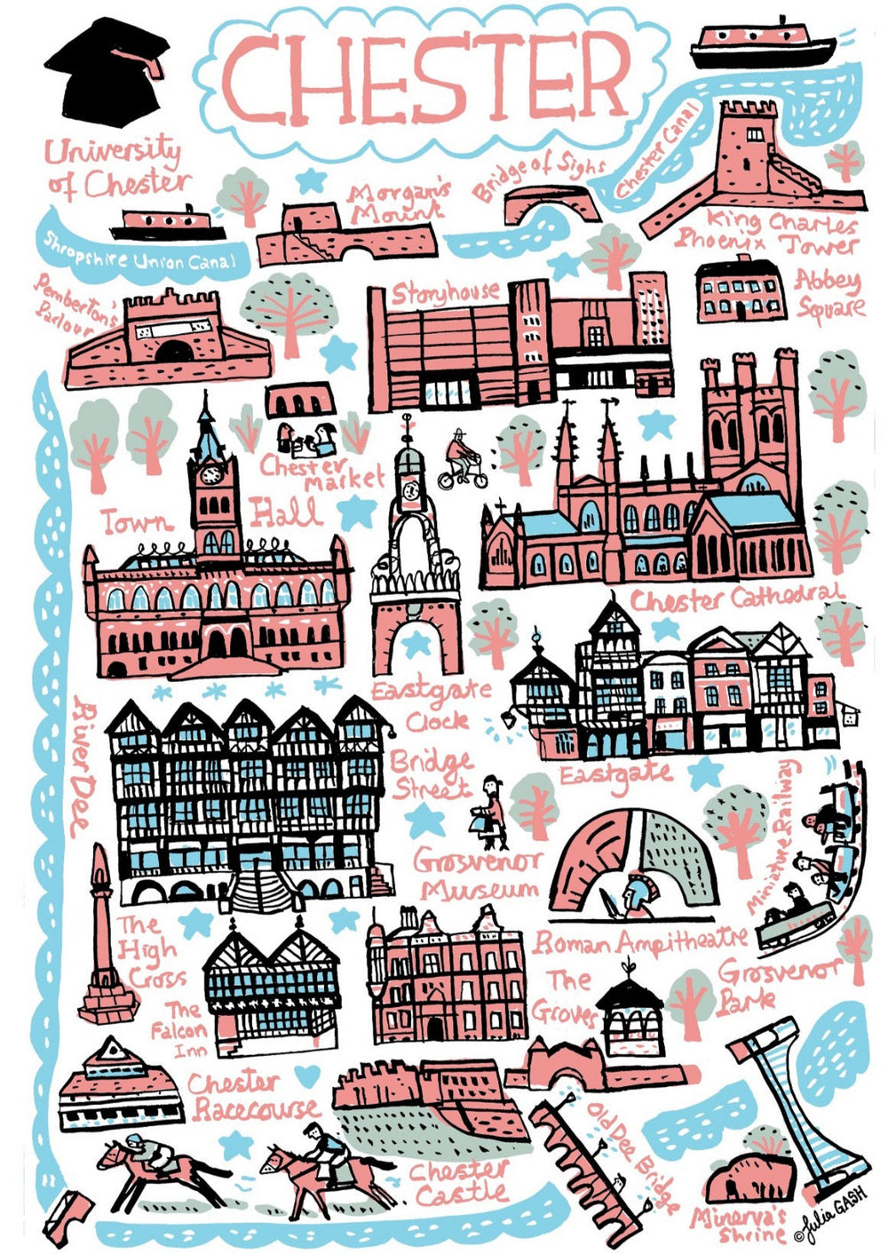 Chester Art Print by British Travel Artist Julia Gash