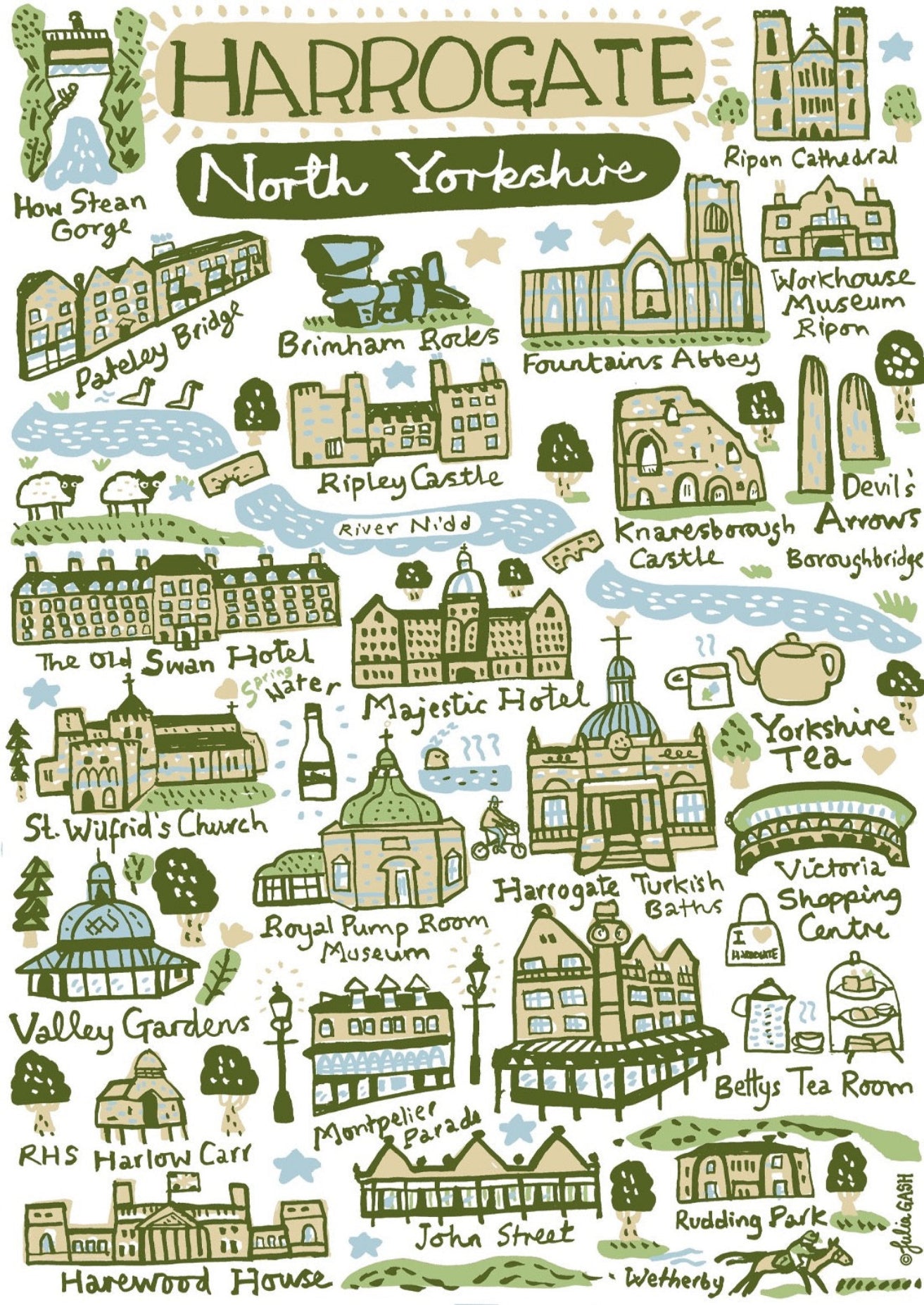 Harrogate Art Print by British Travel Artist Julia Gash