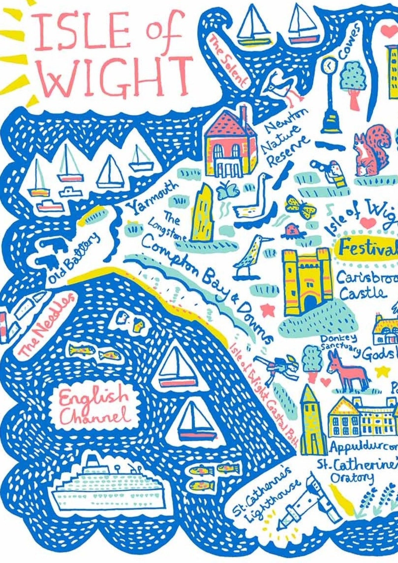 Isle of Wight Art Print by British Travel Artist Julia Gash