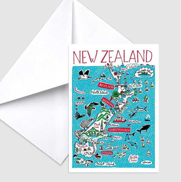 New Zealand Greeting Card by British Travel Artist Julia Gash