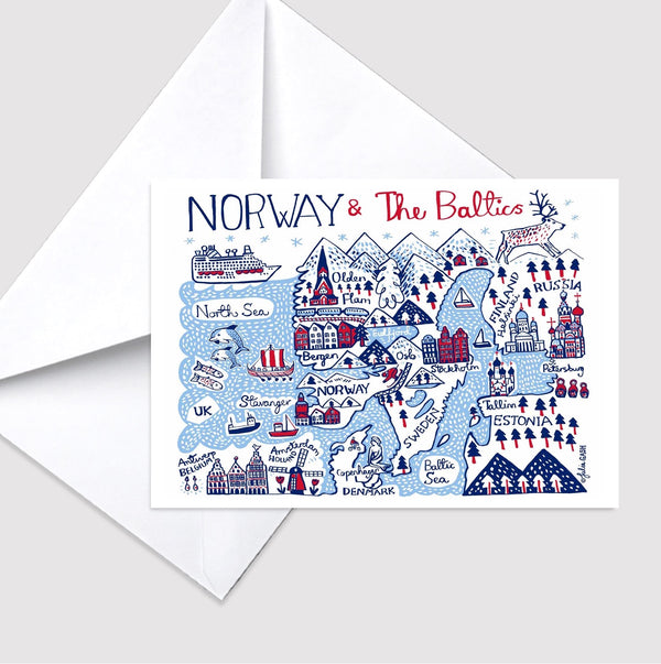 Norway and The Baltics Greeting Card by British Travel Artist Julia Gash