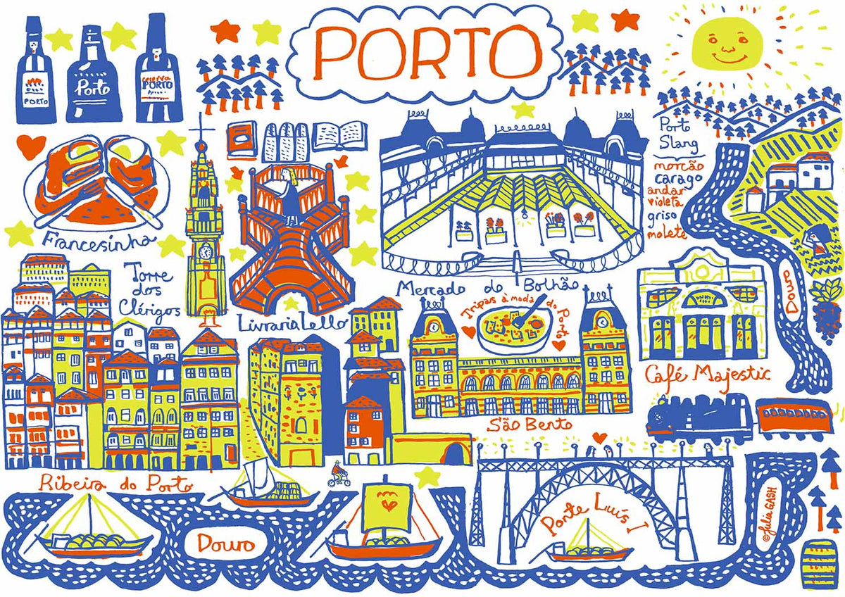 Porto Art Print by British Travel Artist Julia Gash