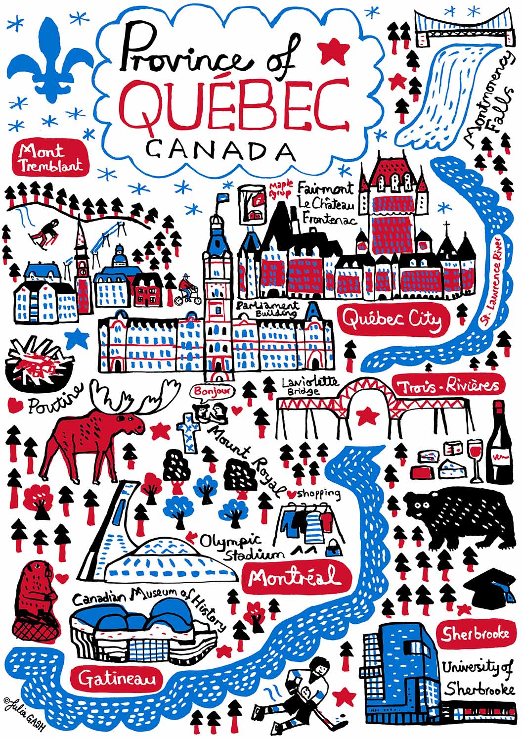 Quebec Art Print by British Travel Artist Julia Gash