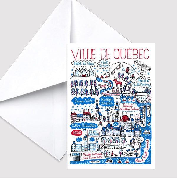 Quebec Greeting Card by British Travel Artist Julia Gash