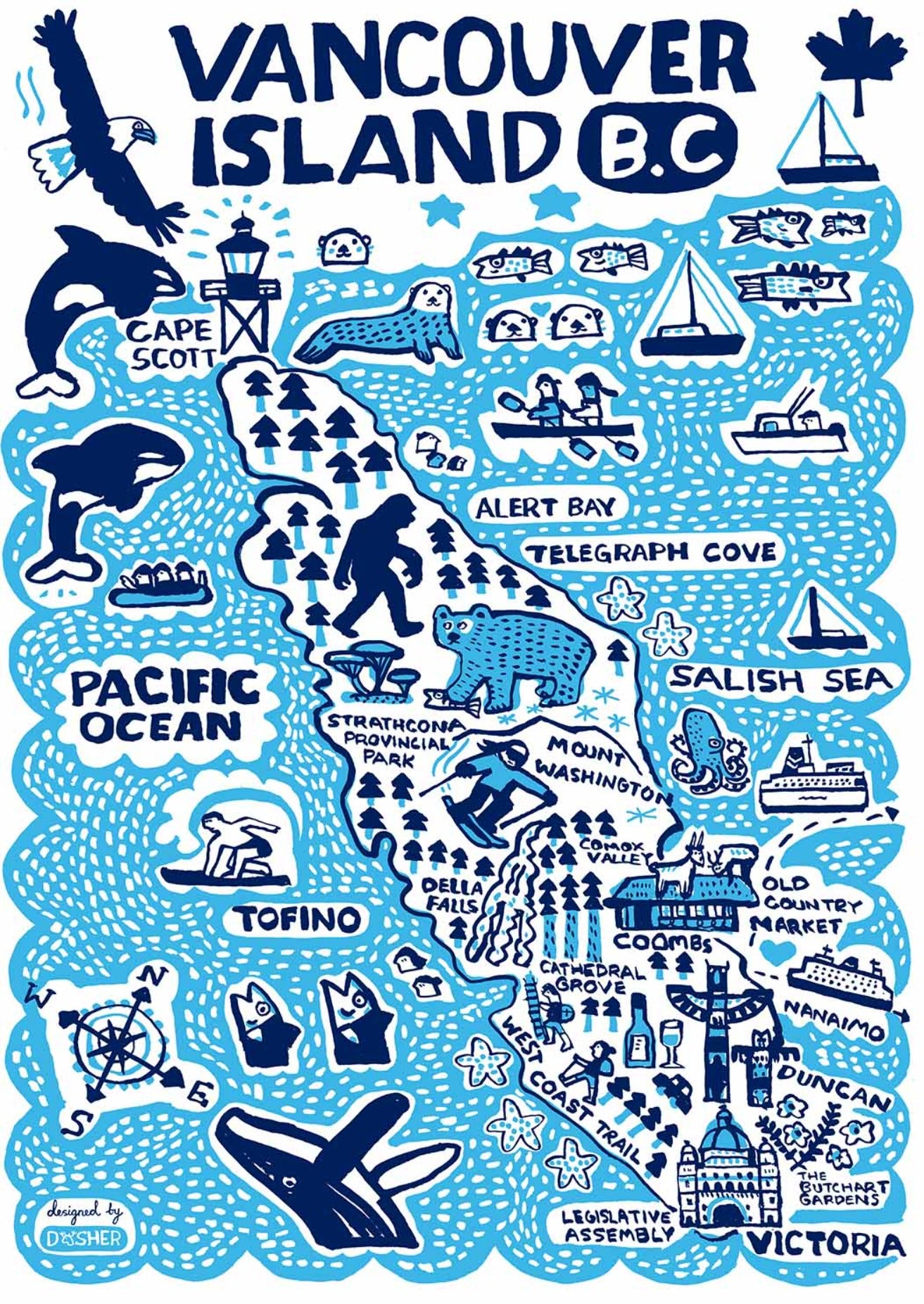 Vancouver Island by Dasher Art Print by British Travel Artist Julia Gash
