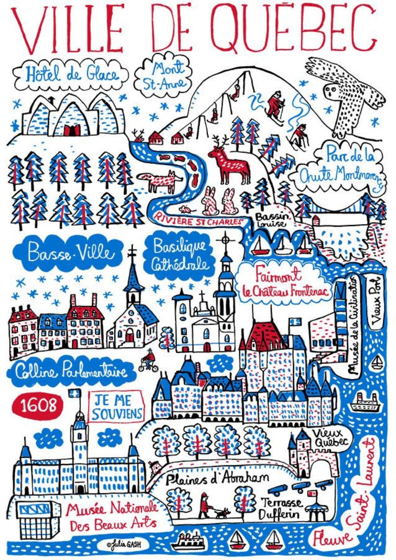 Quebec Art Print by British Travel Artist Julia Gash