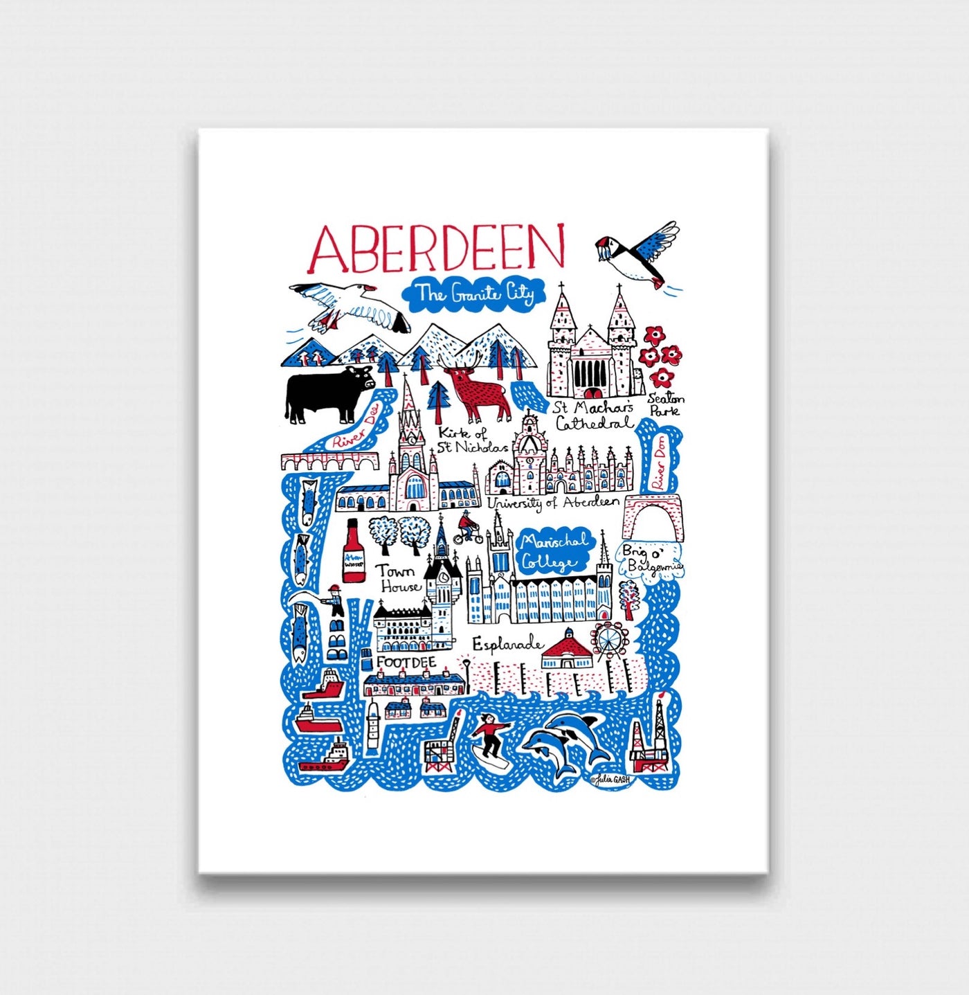 Aberdeen Art Print by British Travel Artist Julia Gash