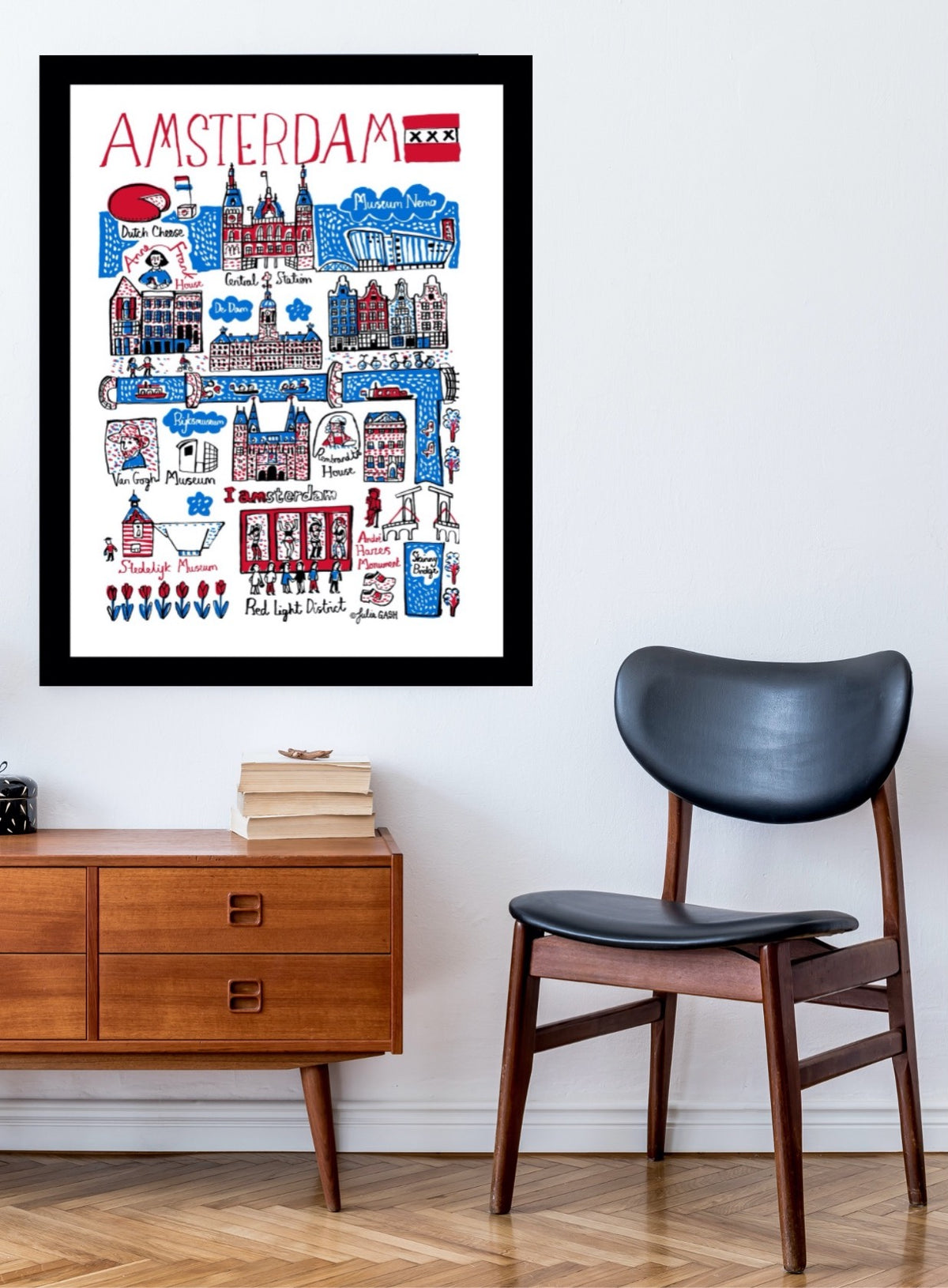 Amsterdam Art Print by British Travel Artist Julia Gash
