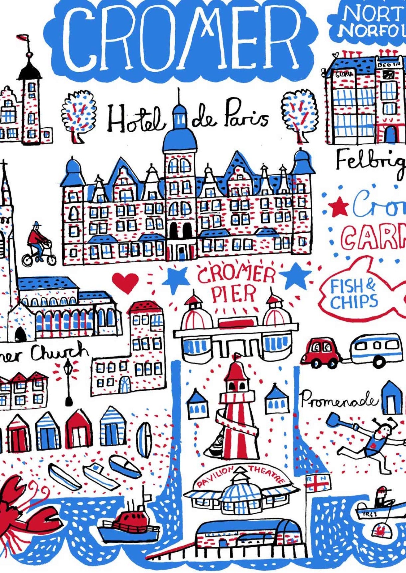 Cromer Art Print by British Travel Artist Julia Gash