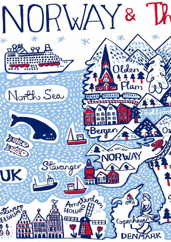 Norway and The Baltics Greeting Card by British Travel Artist Julia Gash