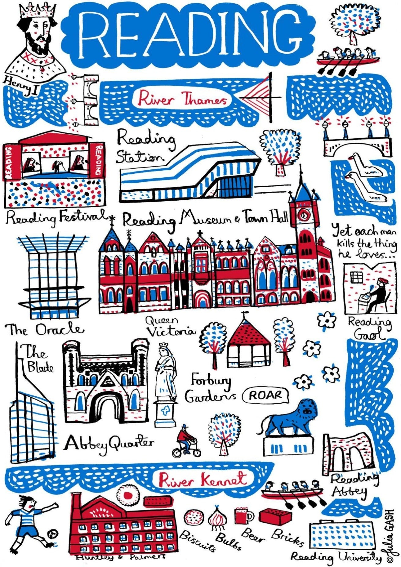 Reading Art Print by British Travel Artist Julia Gash