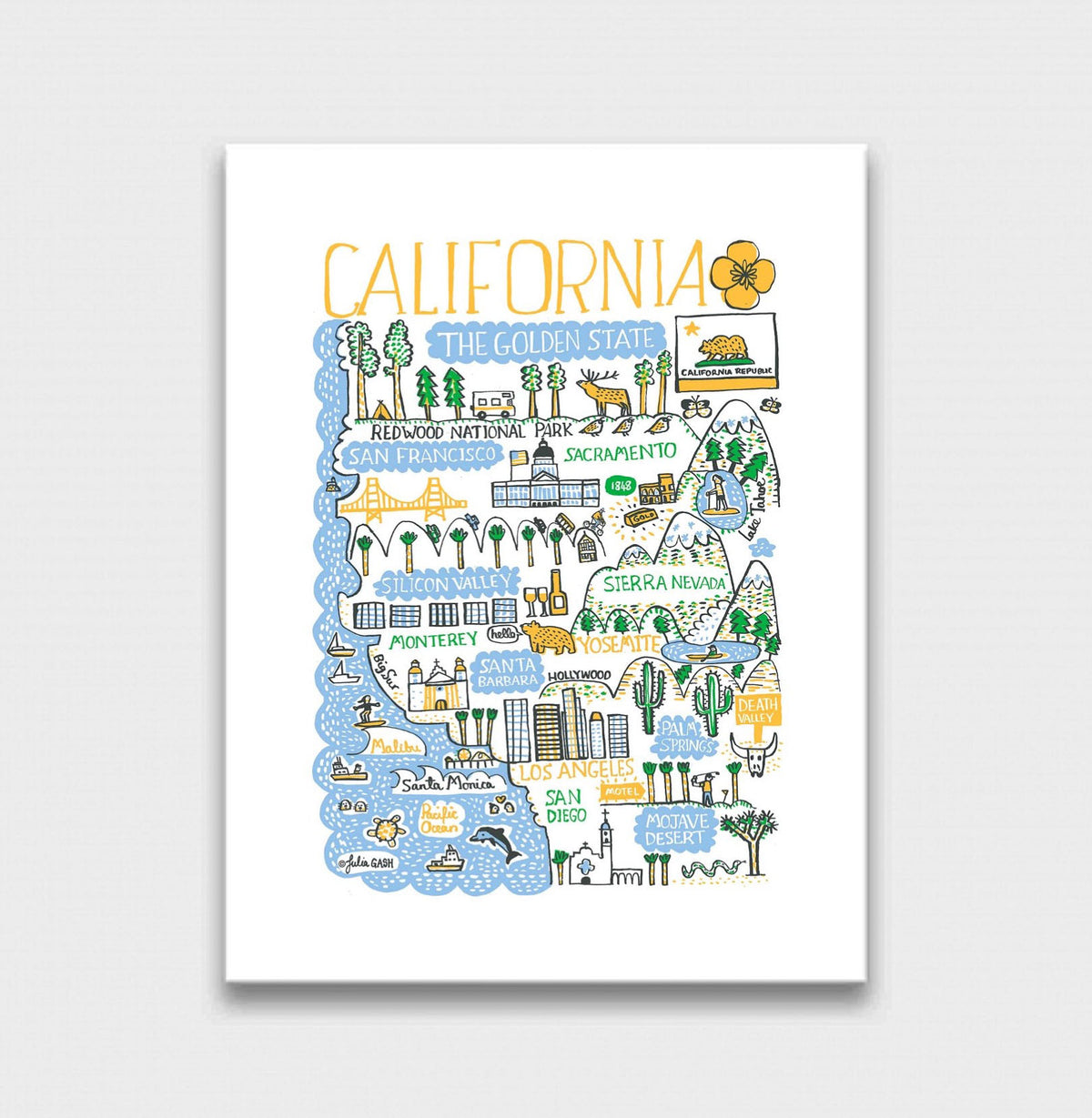 California Art Print by British Travel Artist Julia Gash