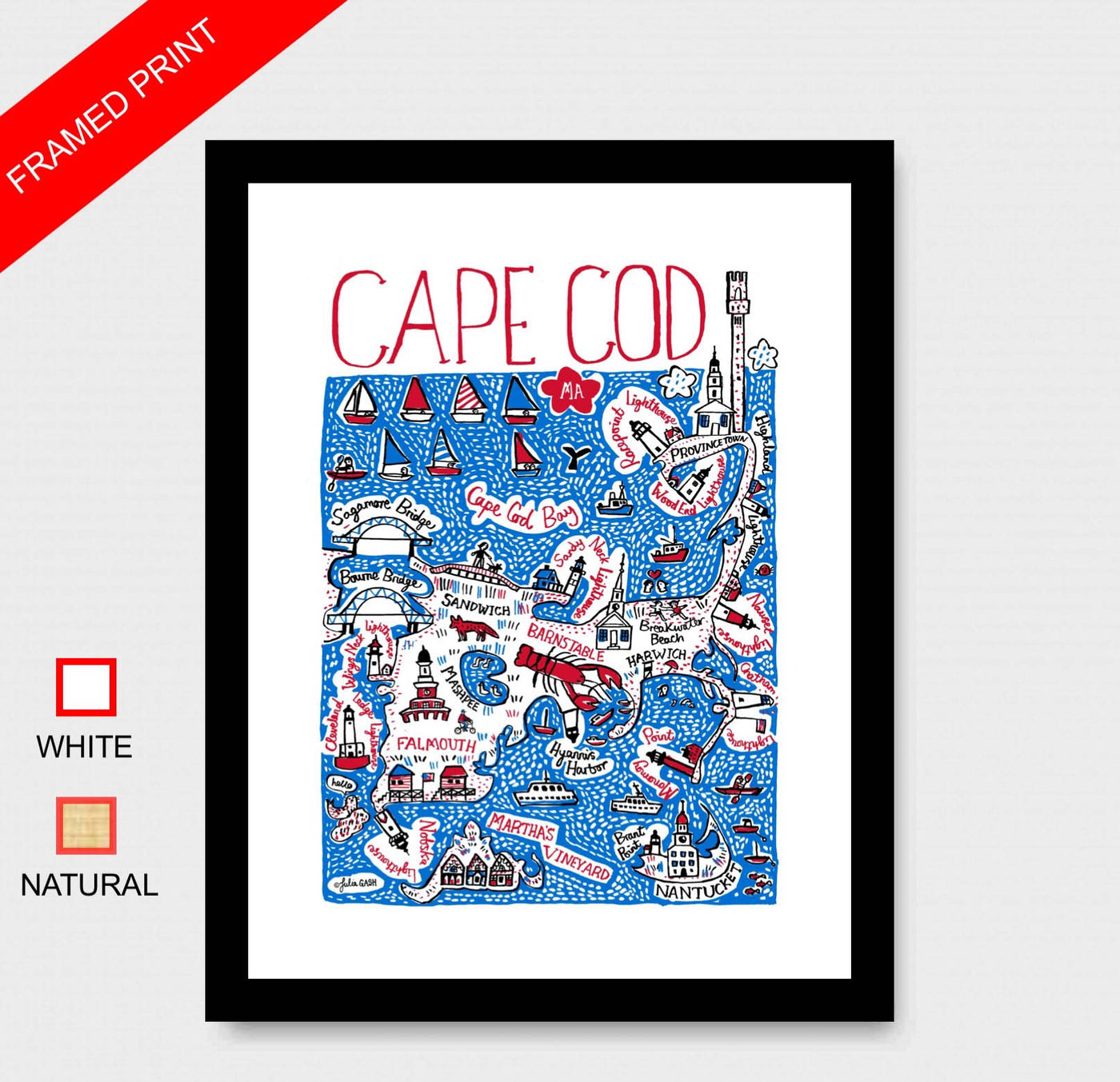 Cape Cod Art Print by British Travel Artist Julia Gash