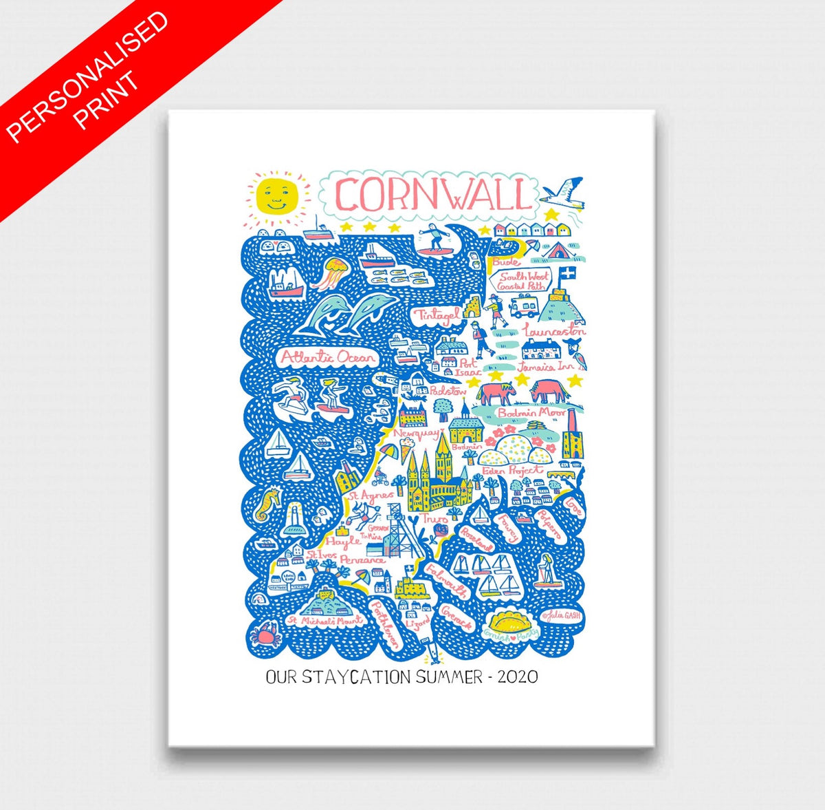 Cornwall Art Print by British Travel Artist Julia Gash
