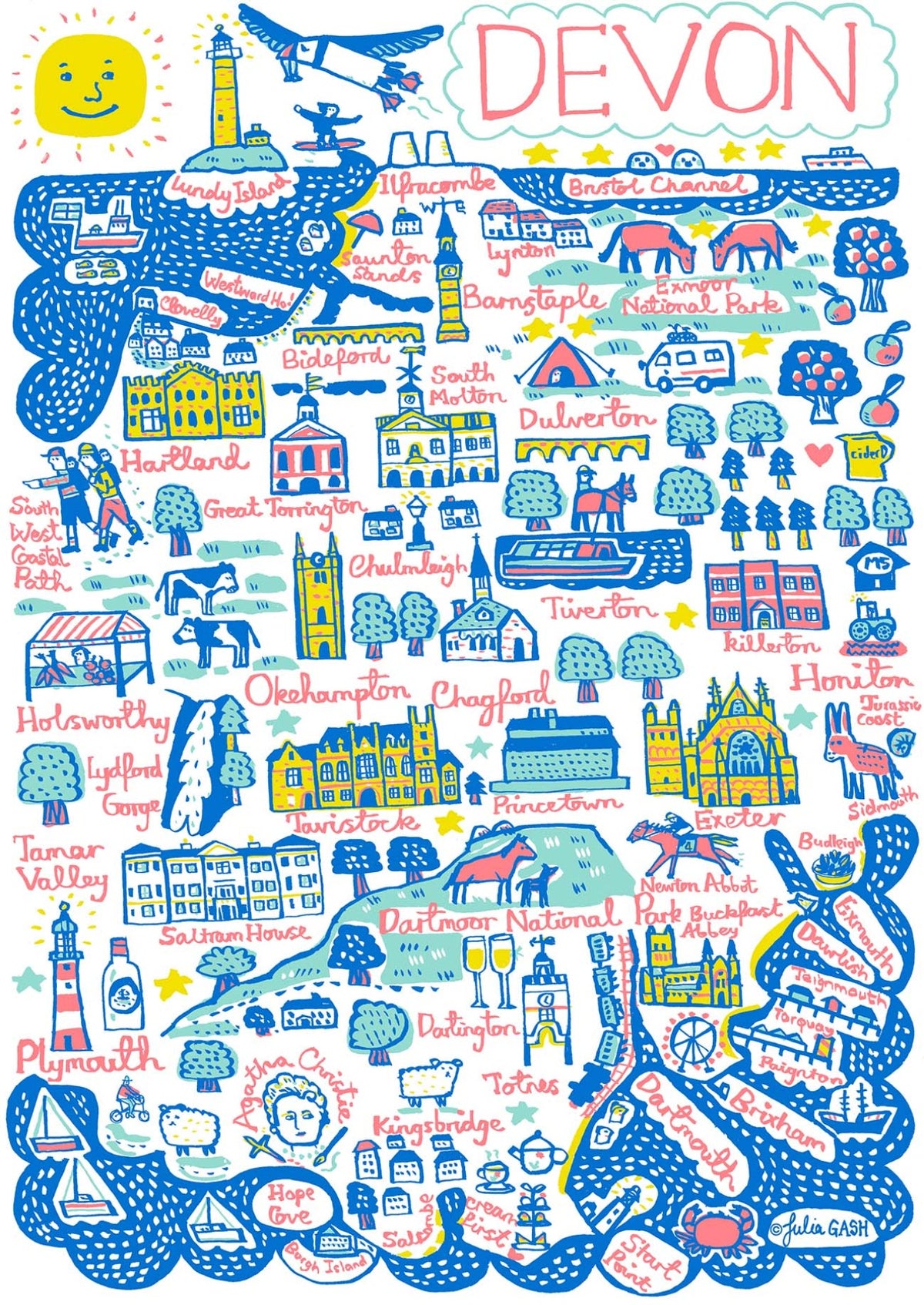 Devon Art Print by British Travel Artist Julia Gash