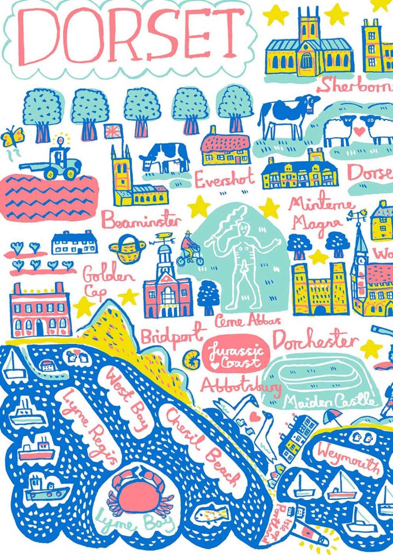 Dorset Art Print by British Travel Artist Julia Gash