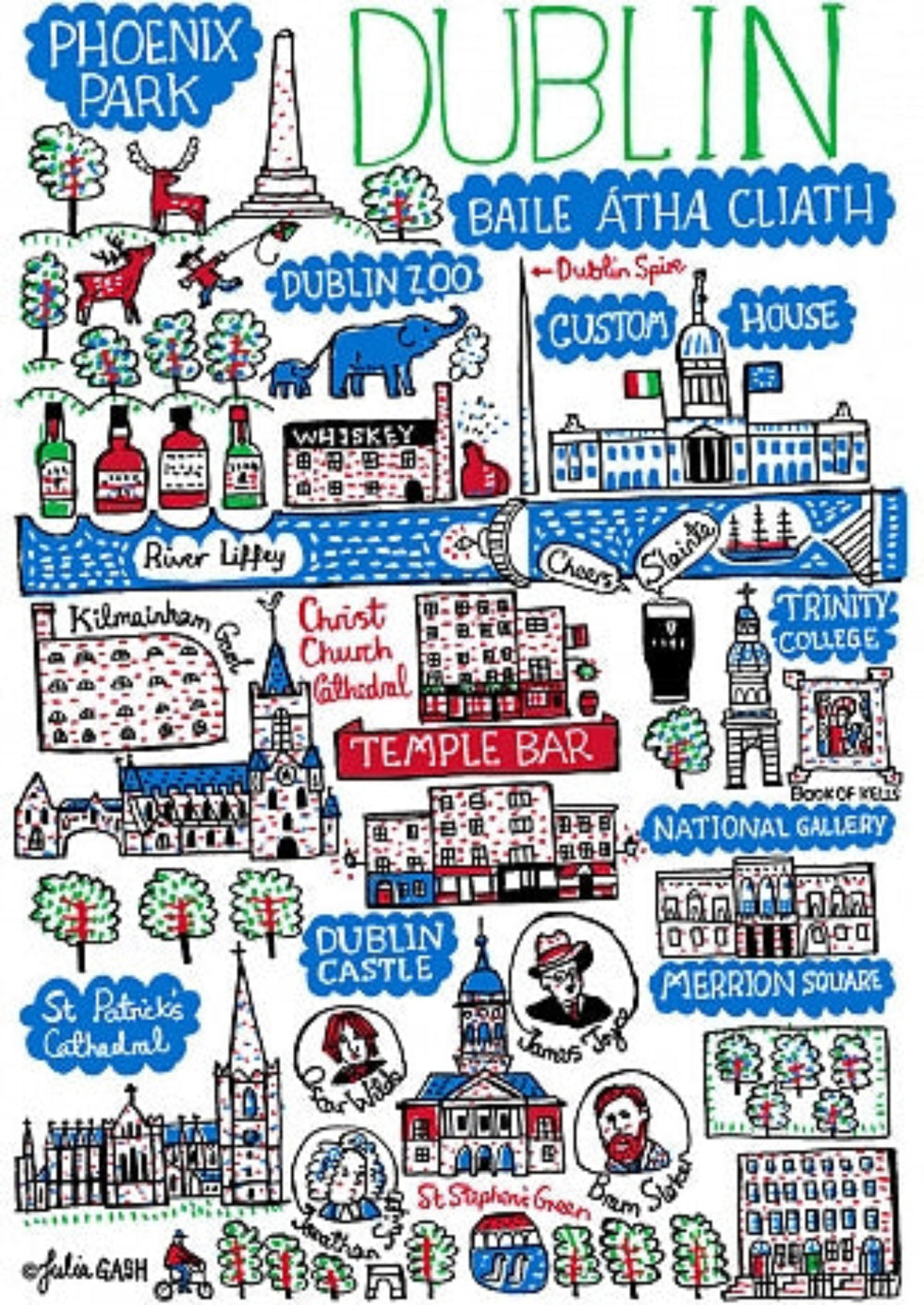 Dublin Art Print by British Travel Artist Julia Gash
