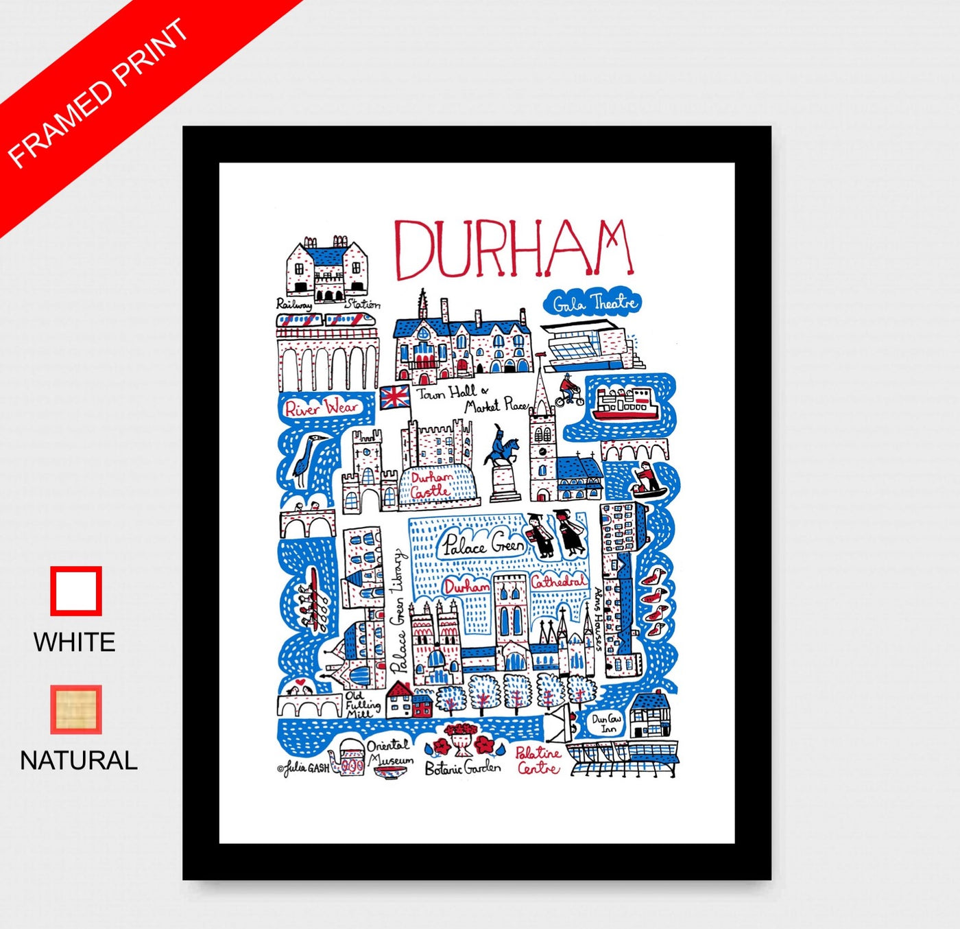 Durham Art Print by British Travel Artist Julia Gash
