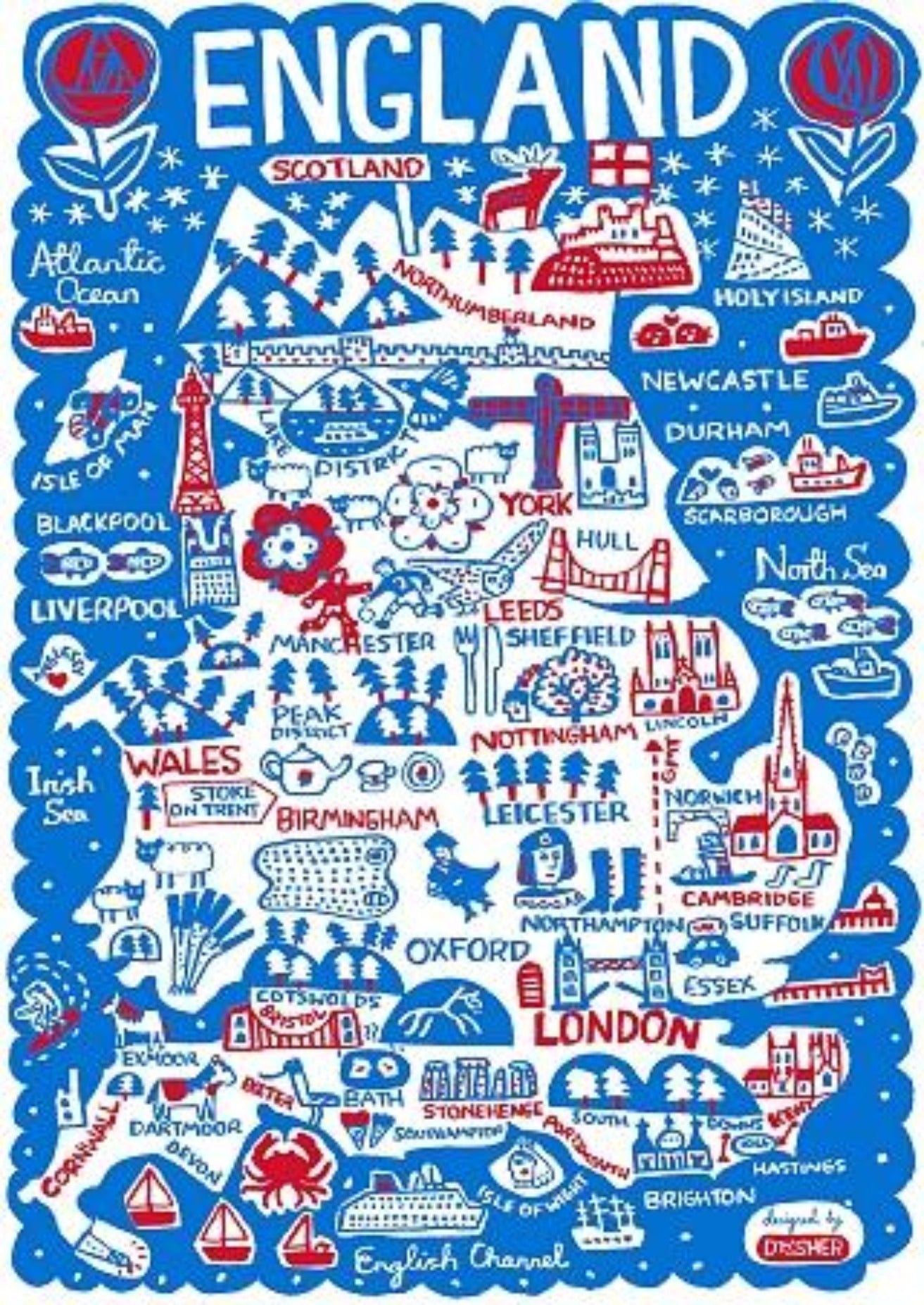 England by Dasher Art Print by British Travel Artist Julia Gash