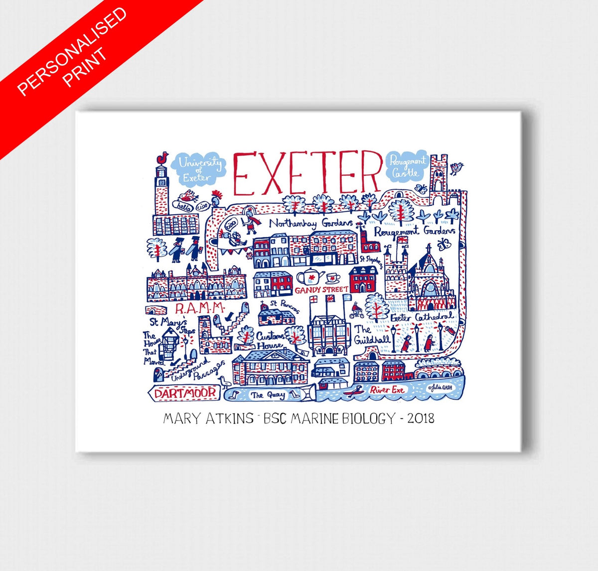 Exeter Art Print by British Travel Artist Julia Gash