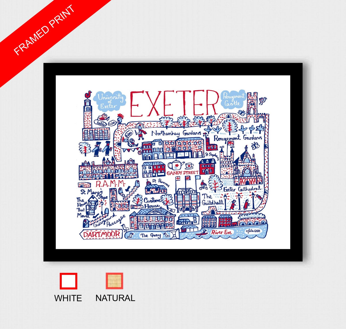 Exeter Art Print by British Travel Artist Julia Gash
