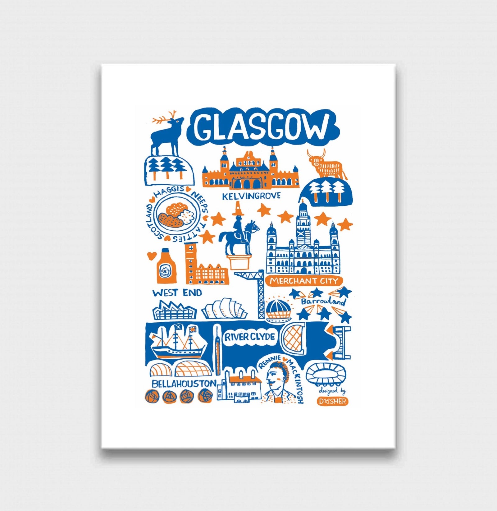 Glasgow by Dasher Art Print by British Travel Artist Julia Gash