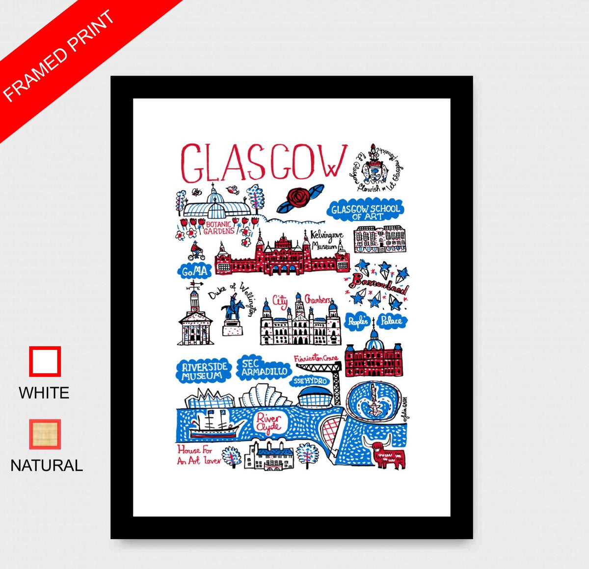 Glasgow Art Print by British Travel Artist Julia Gash