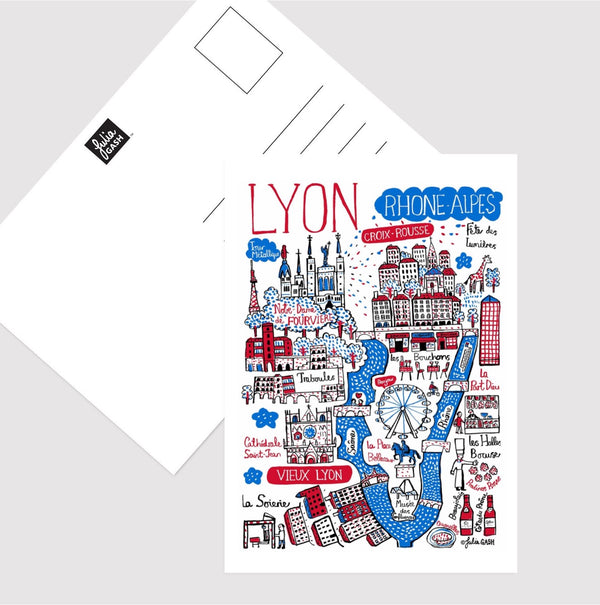 Lyon Postcard by British Travel Artist Julia Gash