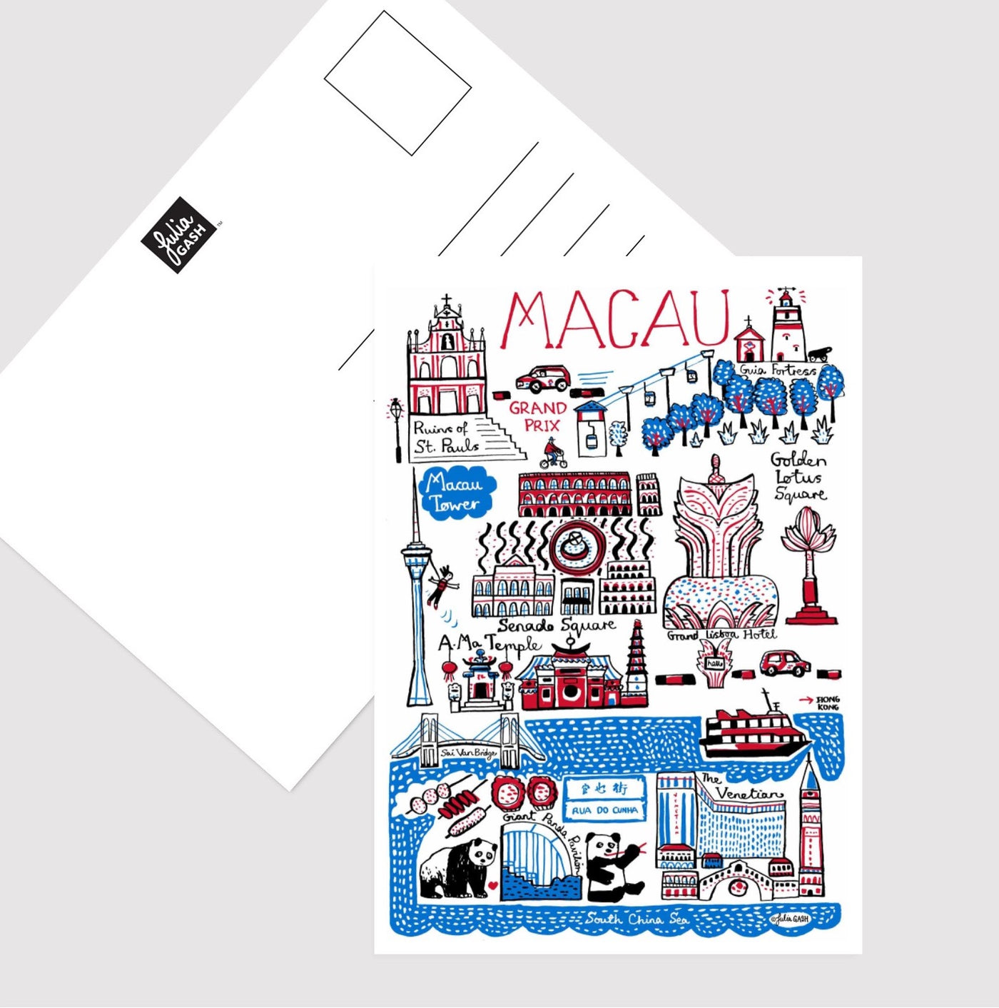 Macau Postcard by British Travel Artist Julia Gash