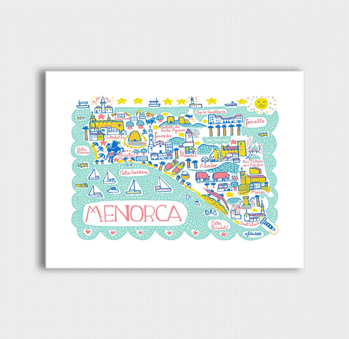 Menorca Art Print by British Travel Artist Julia Gash