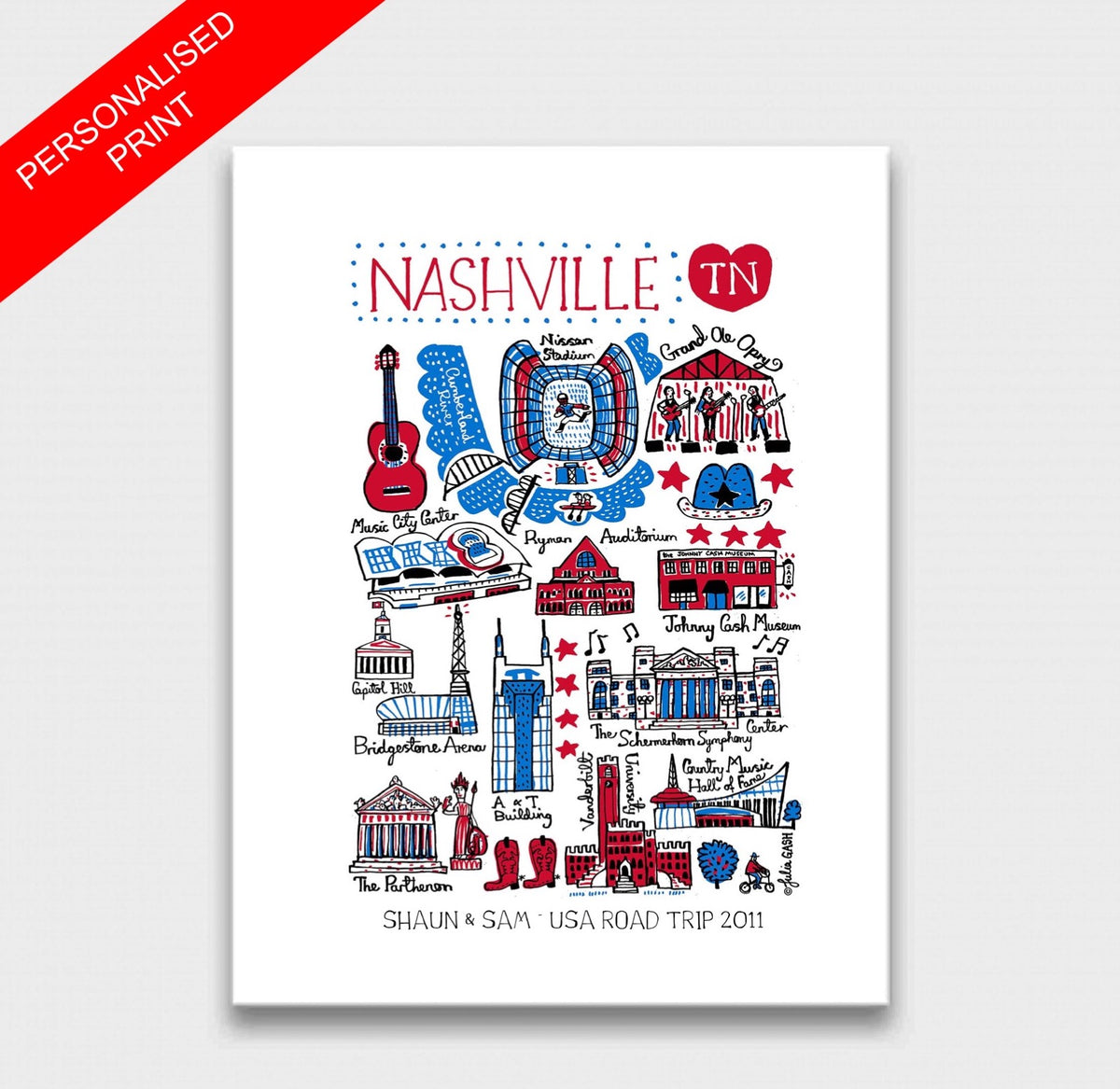 Nashville Art Print by British Travel Artist Julia Gash