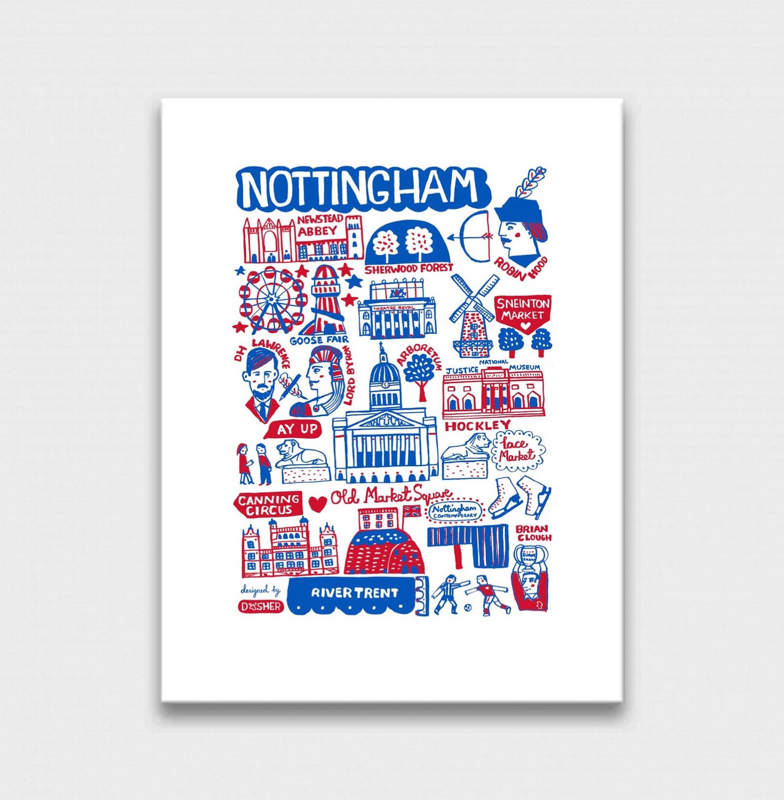 Nottingham by Dasher Art Print by British Travel Artist Julia Gash