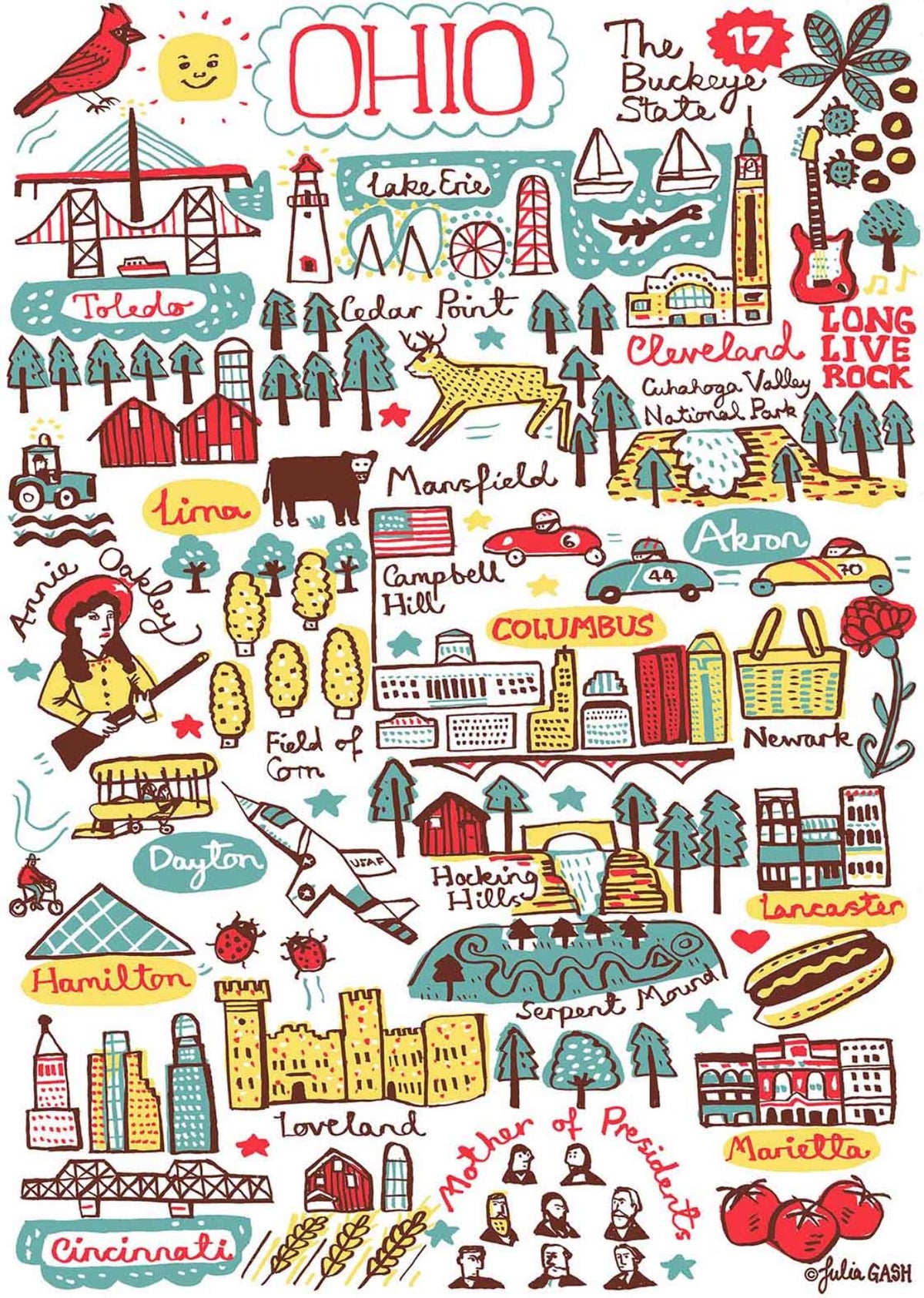 Ohio Art Print by British Travel Artist Julia Gash