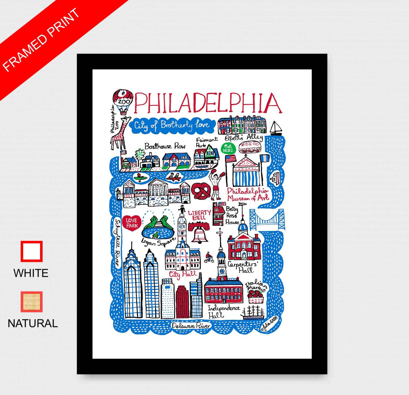 Philadelphia Art Print by British Travel Artist Julia Gash