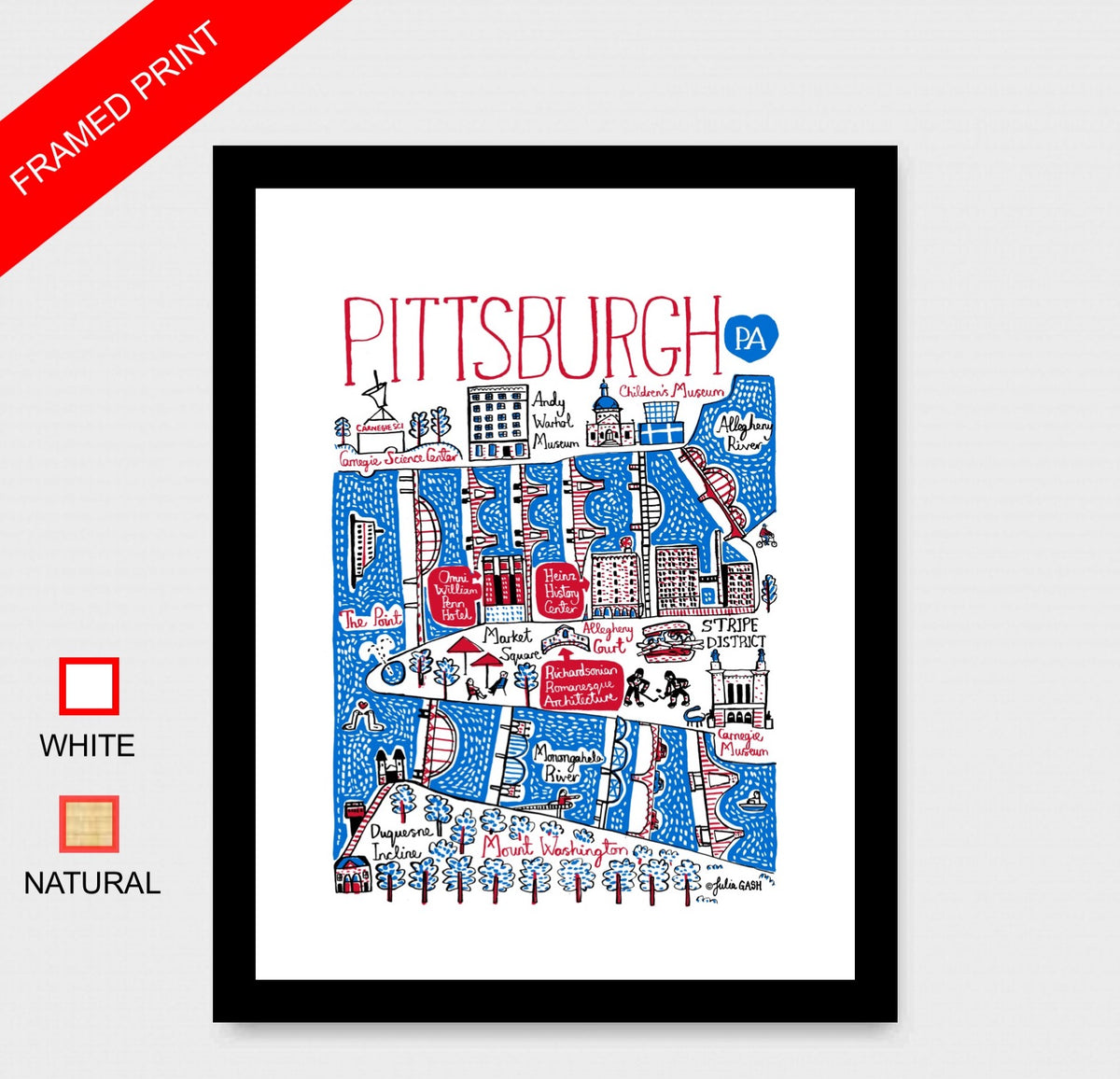 Pittsburgh Art Print by British Travel Artist Julia Gash