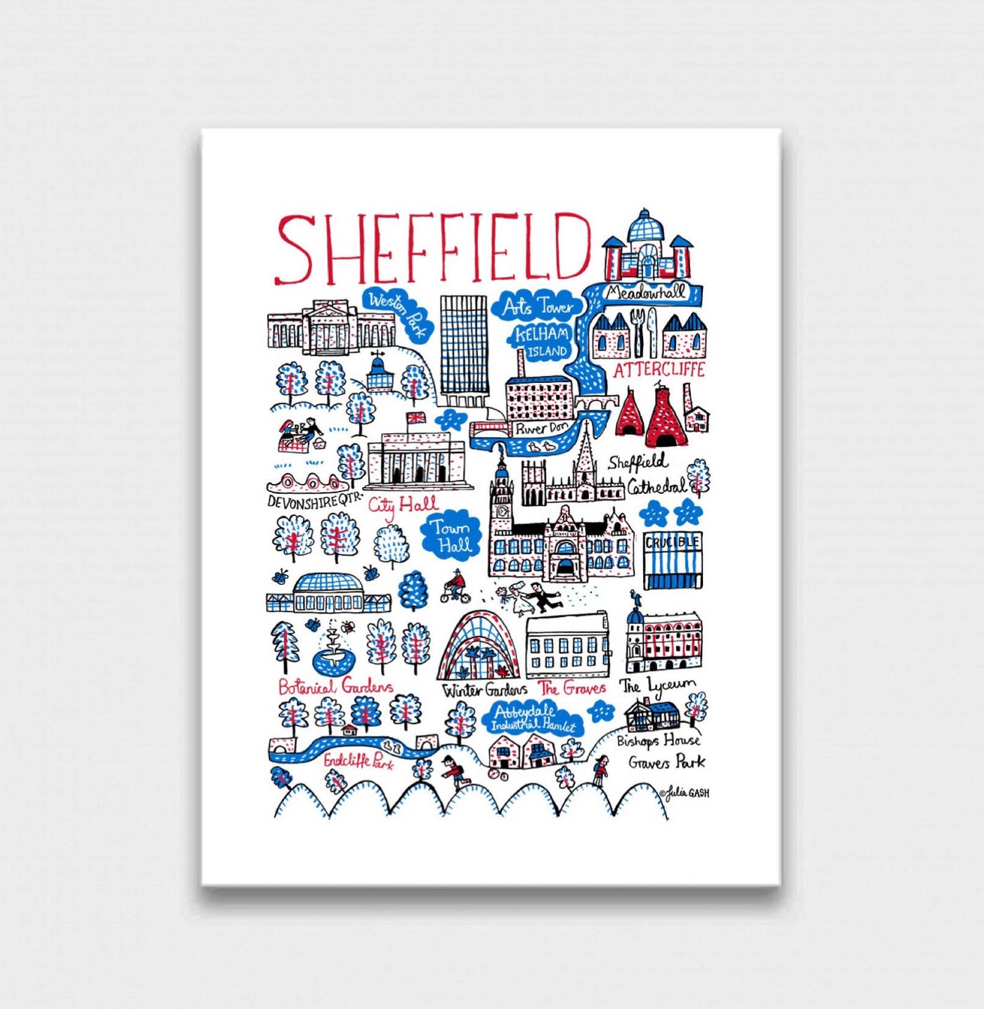 Sheffield Art Print by British Travel Artist Julia Gash
