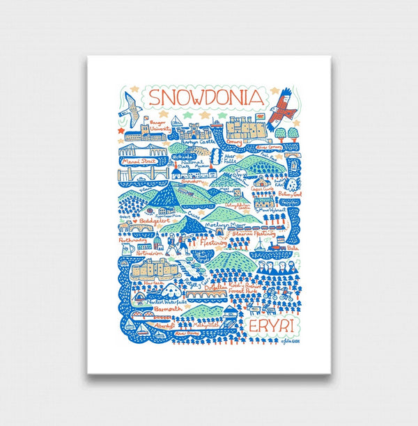 Snowdonia Art Print by British Map Artist Julia Gash