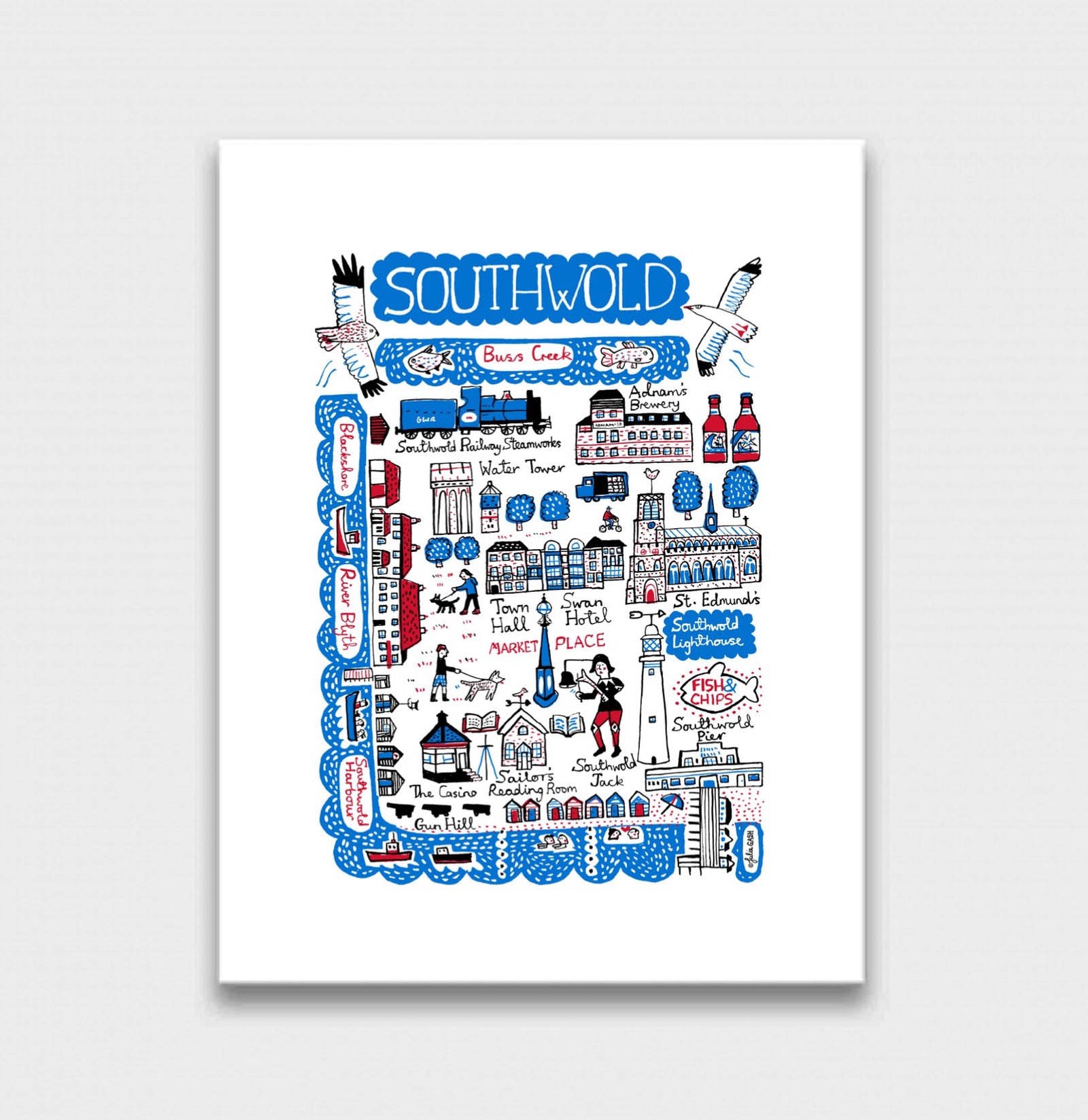 Southwold Art Print by British Travel Artist Julia Gash