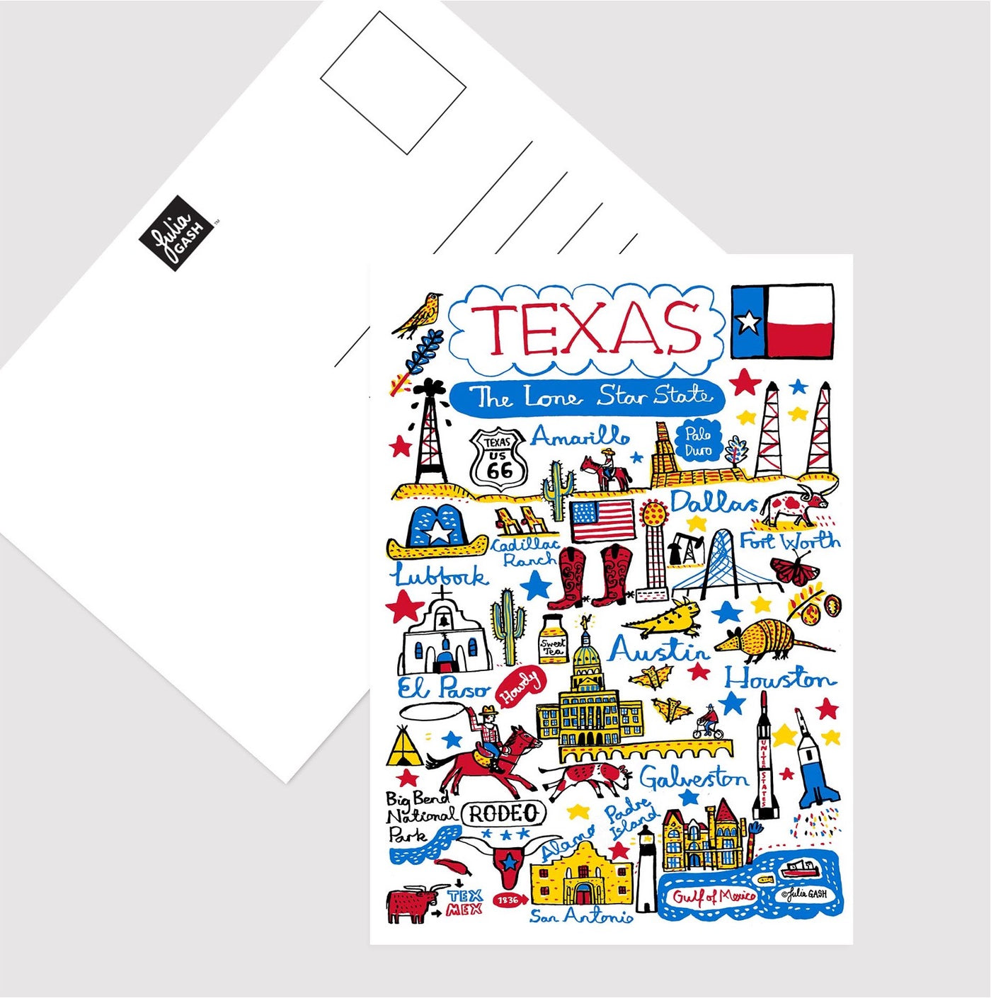 Texas Postcard by British Travel Artist Julia Gash