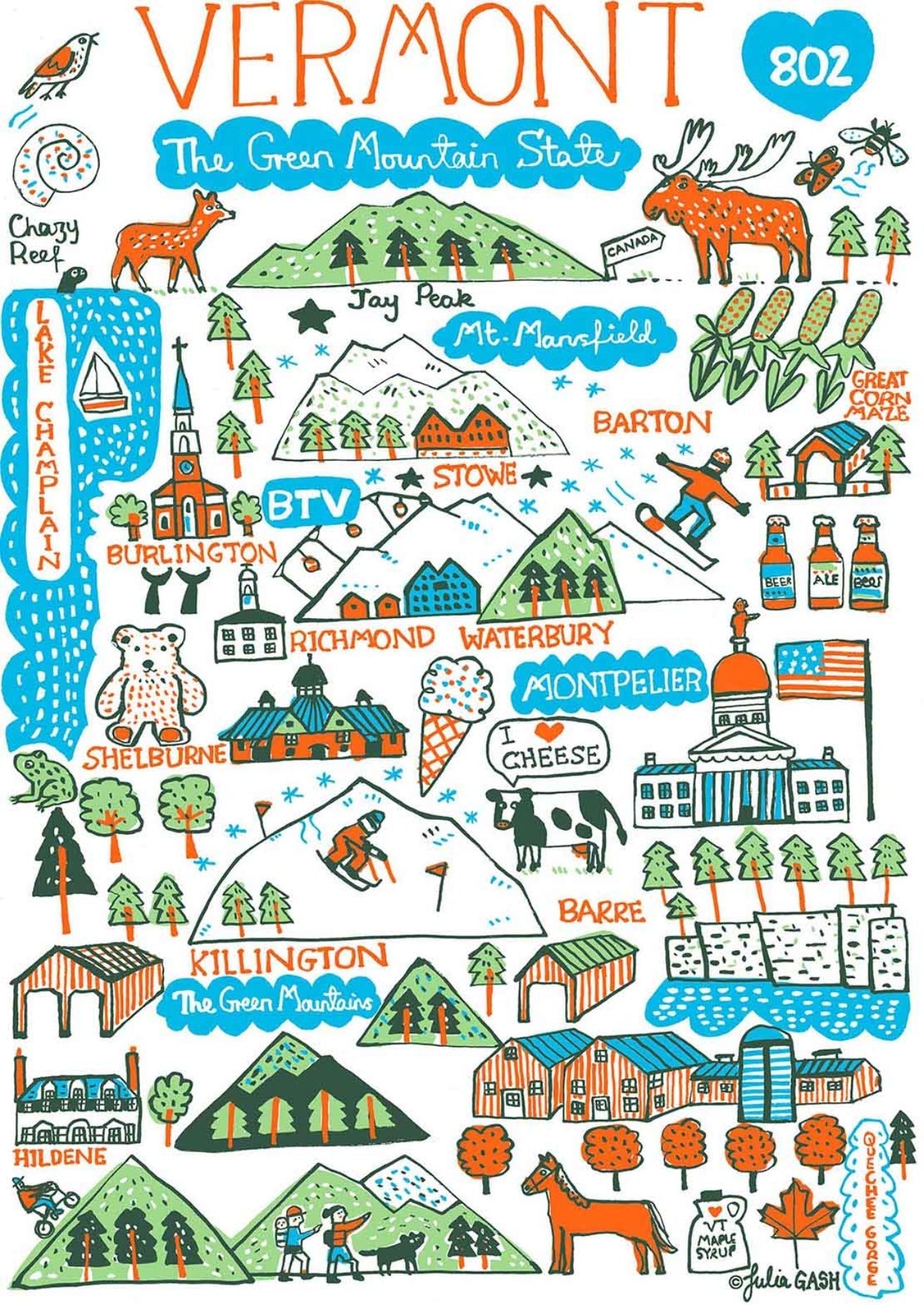 Vermont Greeting Card by British Travel Artist Julia Gash