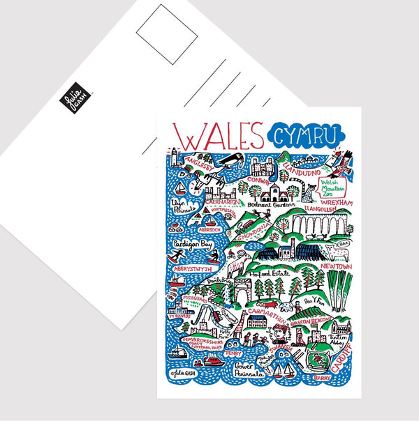 Wales Postcard by British Travel Artist Julia Gash