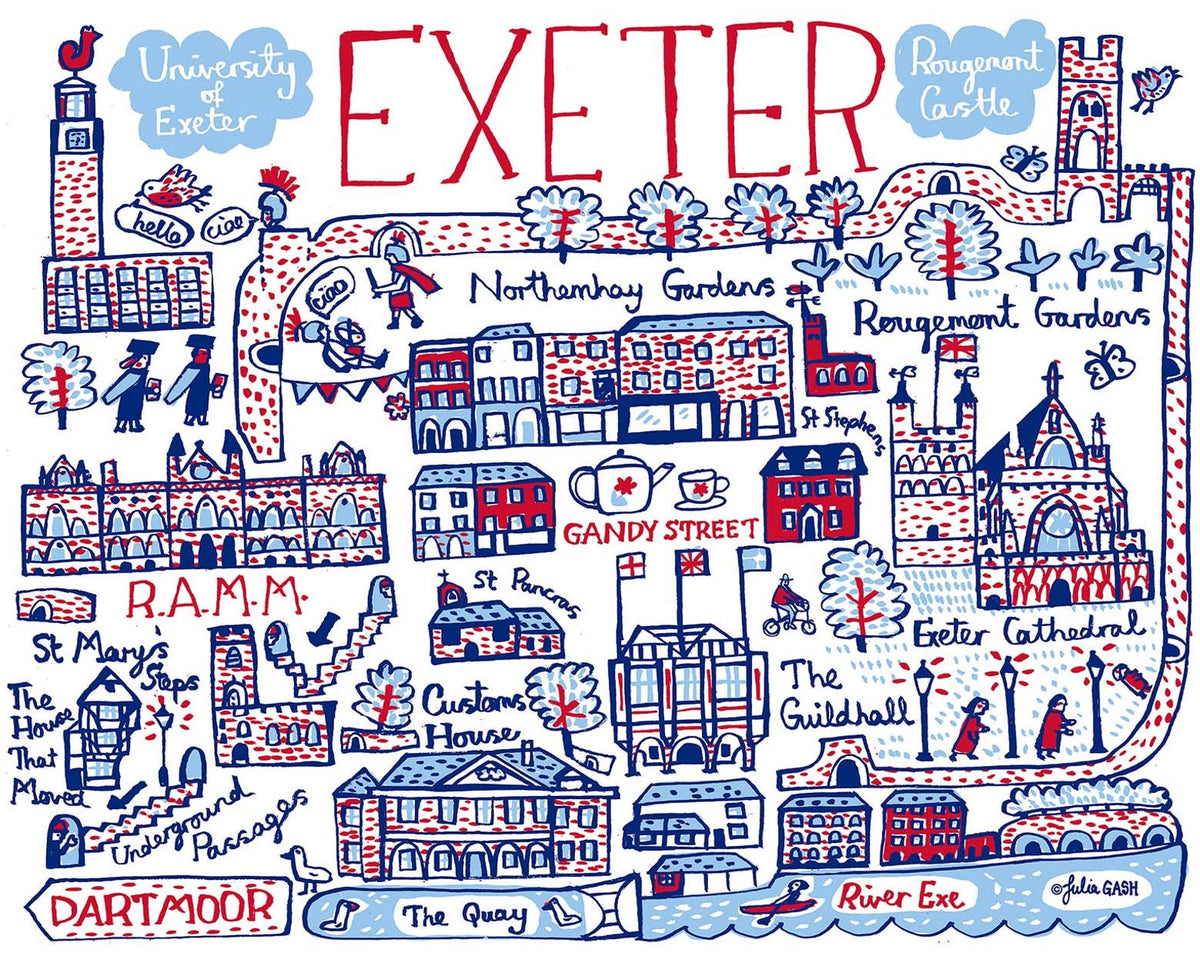 Exeter Art Print by British Travel Artist Julia Gash